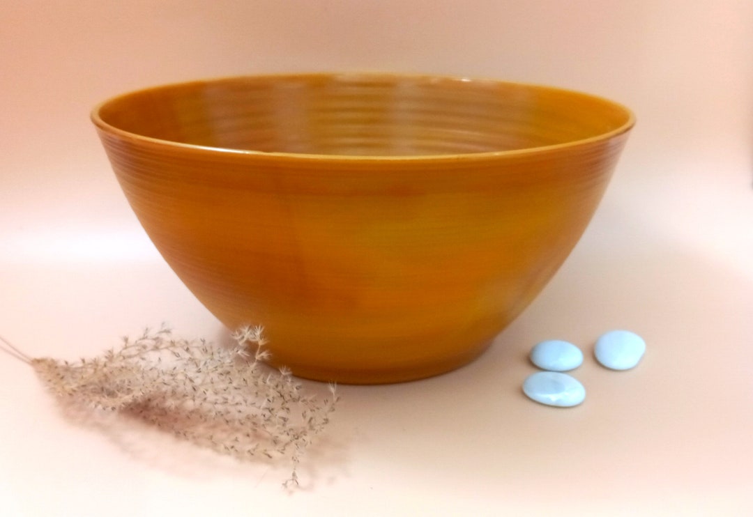 VOLCANO SALAD DISH in Vintage Amber Dipped Opal - Etsy