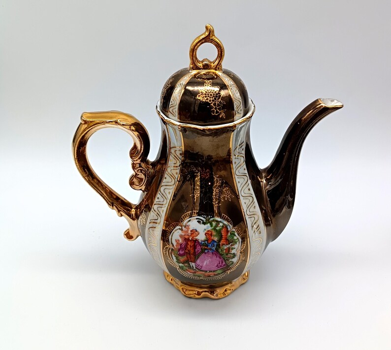 Vintage Bronze-colored Porcelain Coffee Set - Etsy