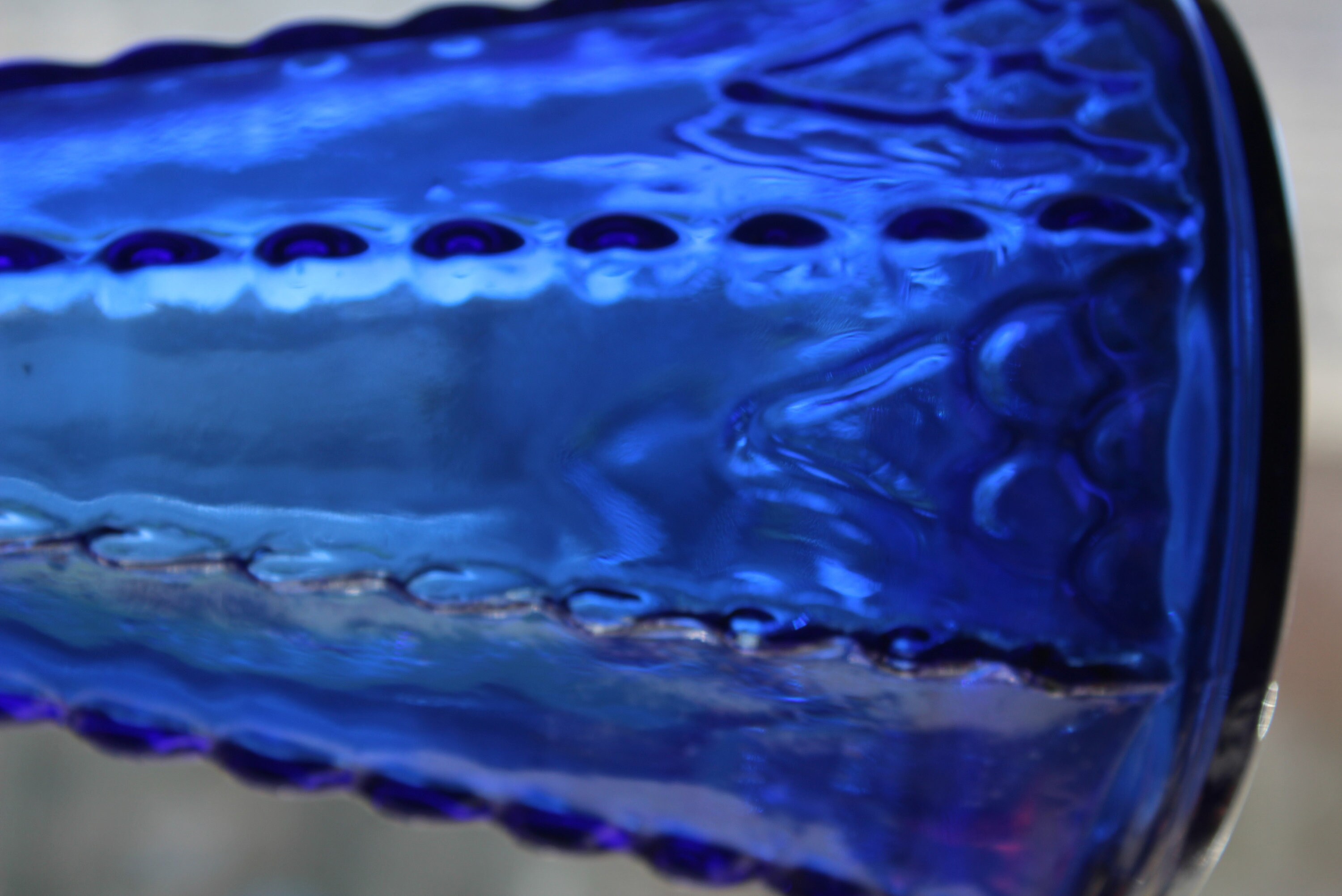 Beautiful vintage cobalt blue BOTTLE, old cork stopper decanter