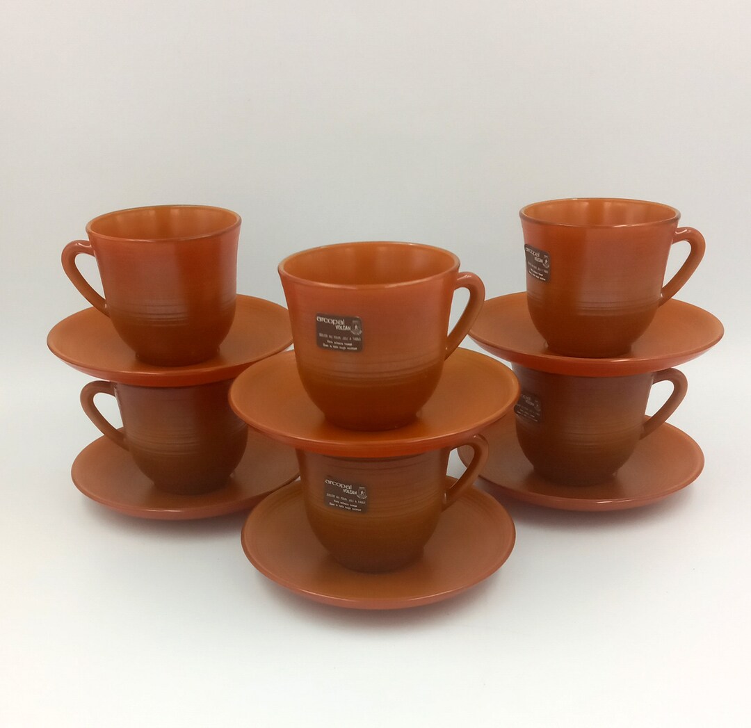 6 ARCOPAL VOLCANO CUPS, Vintage France Coffee Cups - Etsy UK