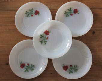 Red Luminarc Plates - Etsy