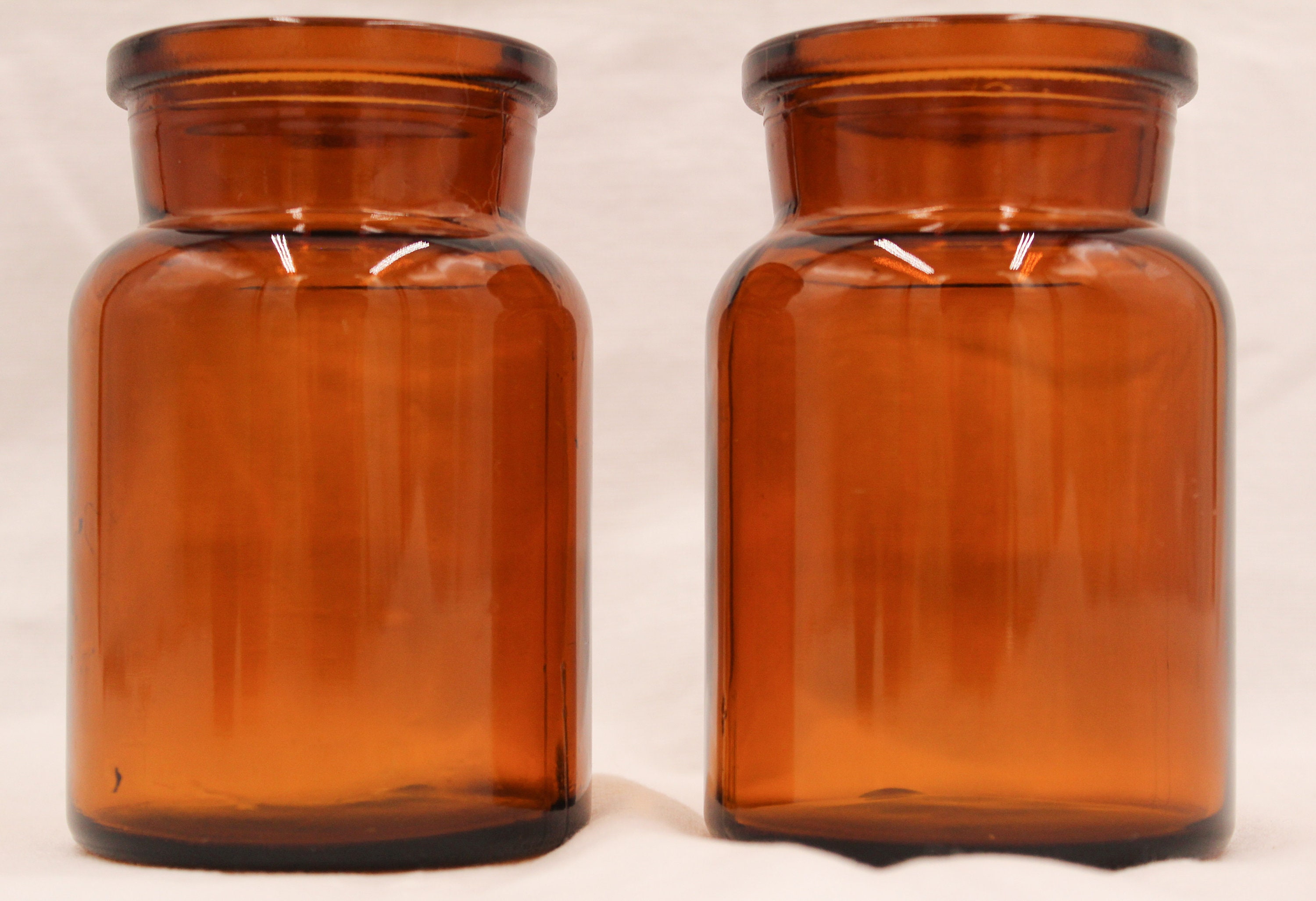 Small brown vintage JARS, Glass jars, Old bottle, Apothecary Pot