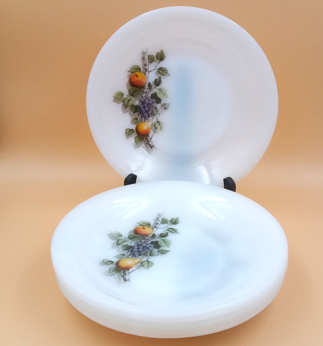 6 French Opaline Hollow PLATES Luminarc Autumn Fruit Pattern - Etsy