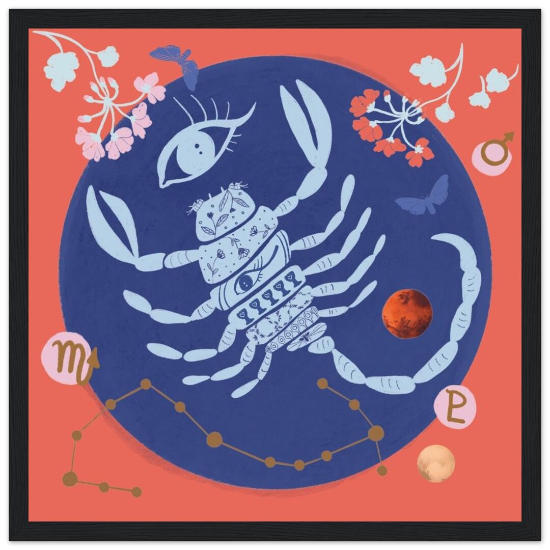 Scorpio Zodiac Sign Poster on Premium Matte Paper With Black Wooden ...