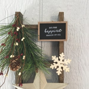 Farmhouse Primitive Small Decorative Tobacco Lath Christmas Ladder With ...