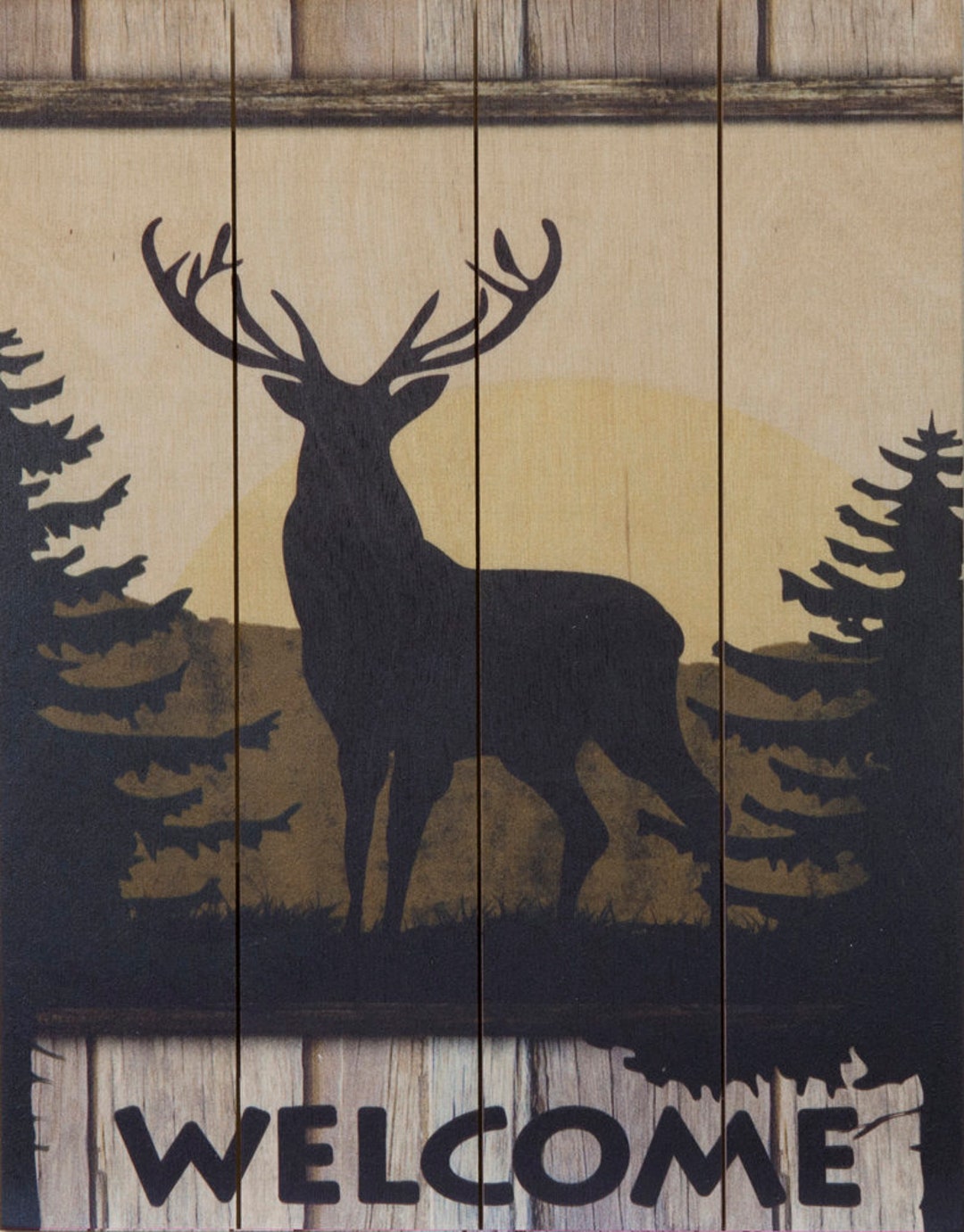 Wall Decor Deer Welcome Art - Etsy