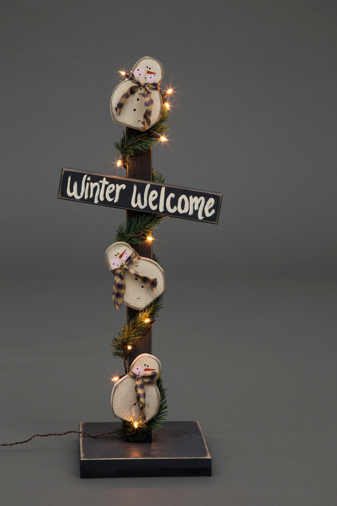 Wooden Christmas Snowman Welcome Sign With Lights - Etsy