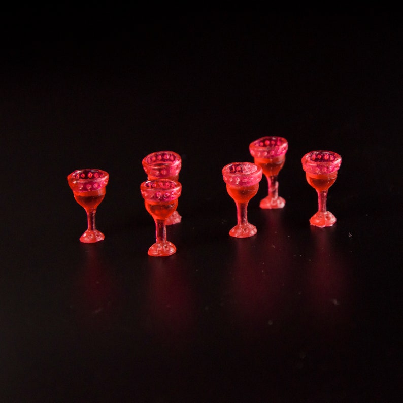 Set Of Red Wine Glasses Miniature Dollhouse Goblets 112 Etsy