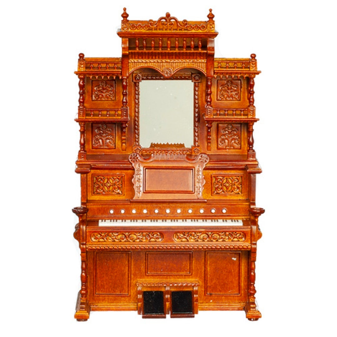 Dolls House Fancy Walnut Pump Organ Piano JBM Miniature Church Parlour ...