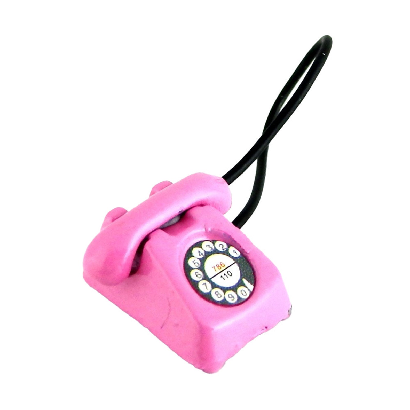 Dolls House Pink Retro Telephone Phone Miniature Office Hall Bedroom ...