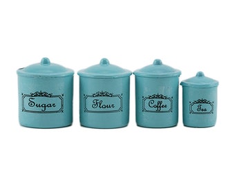 Kitchen Storage 60s blue ceramic kitchen container with lid cylinder ...