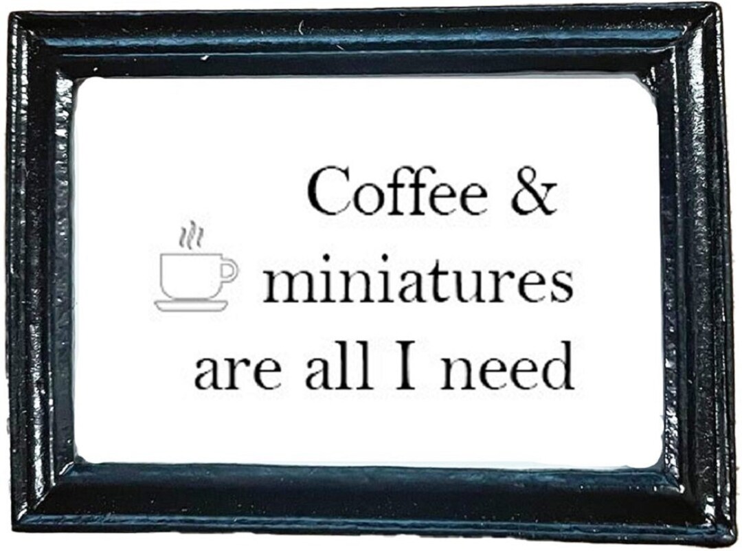 Dolls House Coffee & Miniatures Picture in Black Frame Accessory 1:12 ...