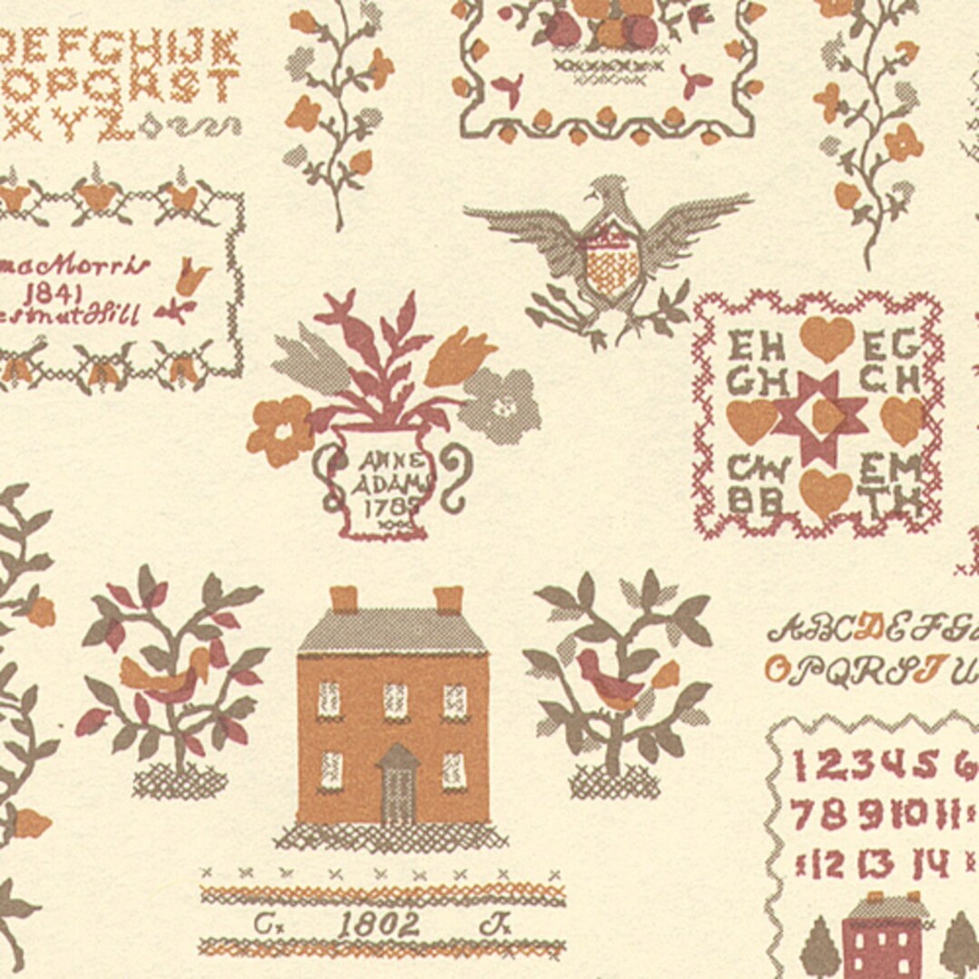 Dolls House Sampler Terracotta Miniature Print Wallpaper 3 Sheets - Etsy