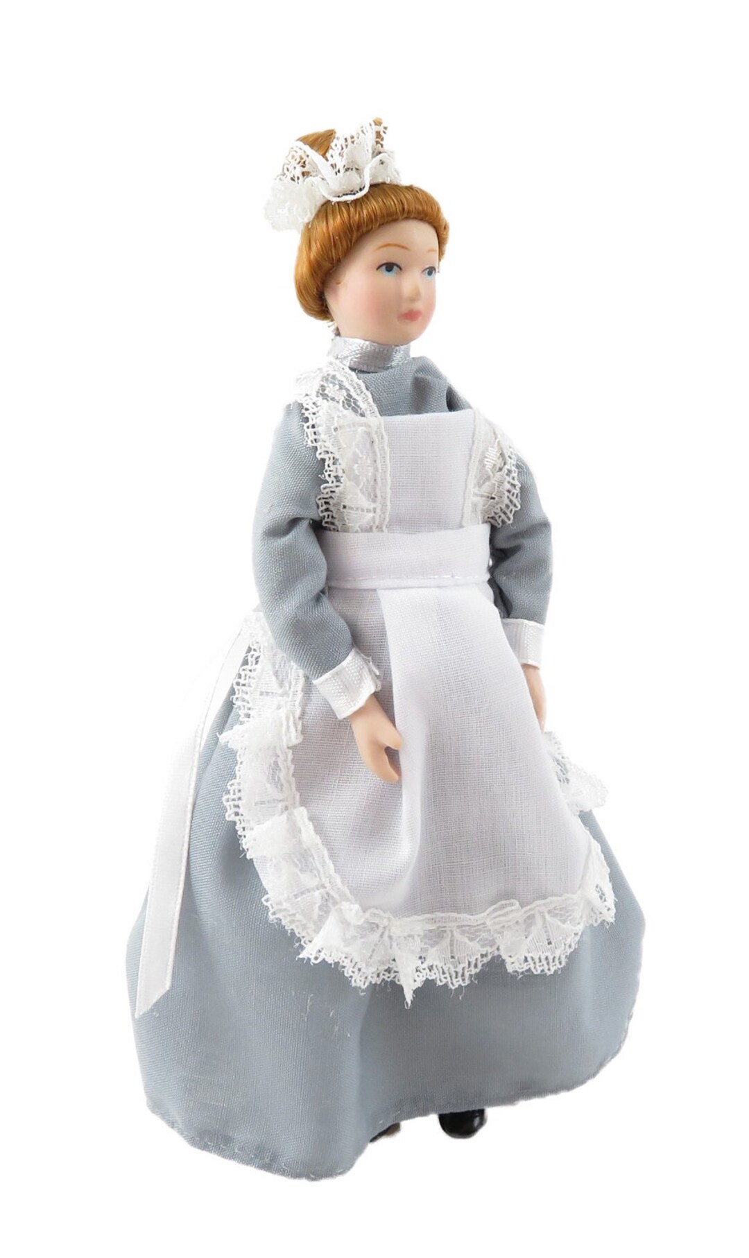 Dolls House Victorian Parlour Maid Woman Lady Servant in Grey Porcelain ...