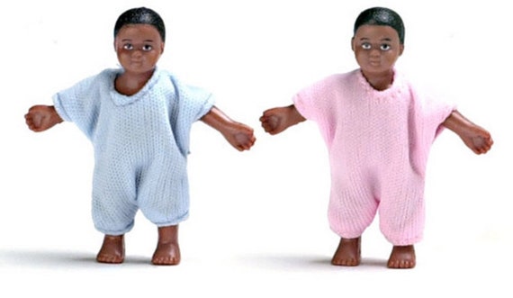 Dolls House Miniature 1:12 Scale People Twin Black Babies - Etsy