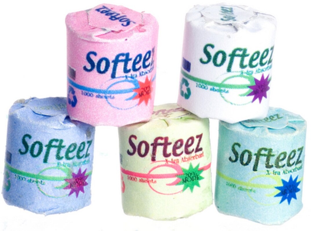 Dolls House 5 Pack Toilet Rolls Tissue Miniature 1:12 Scale Bathroom ...