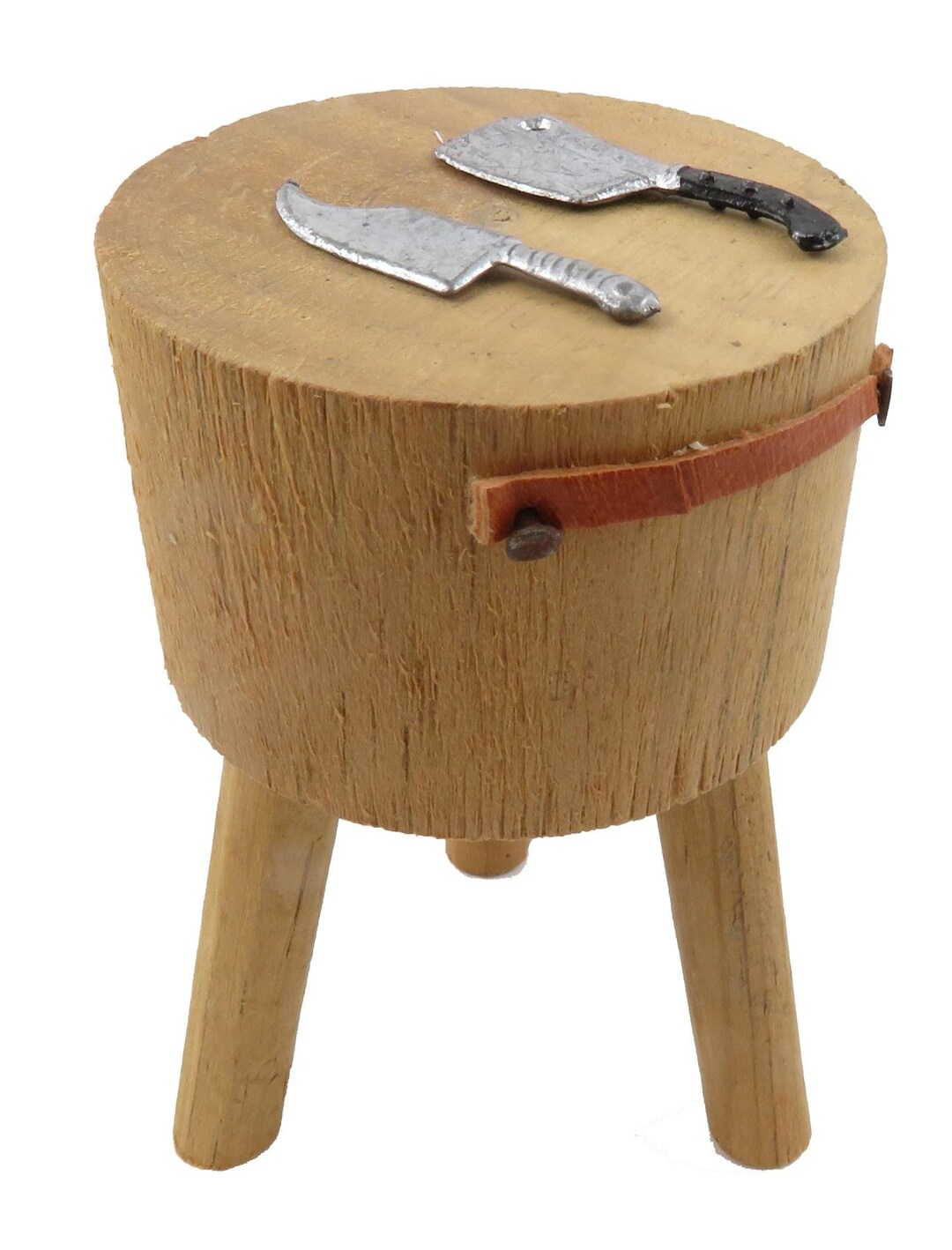Dolls House Butchers Chopping Block Round Table Rustic Kitchen ...