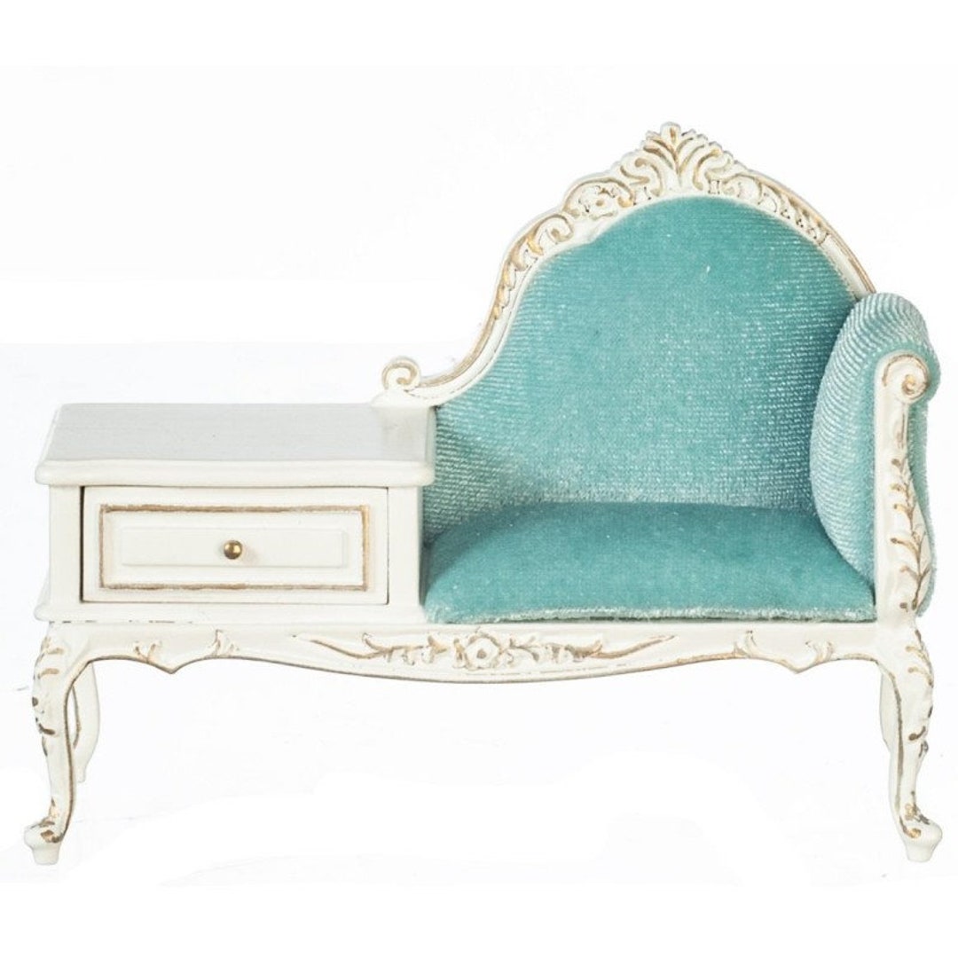 Dolls House White Gossip Bench Telephone Table Hand Painted JBM Hall ...