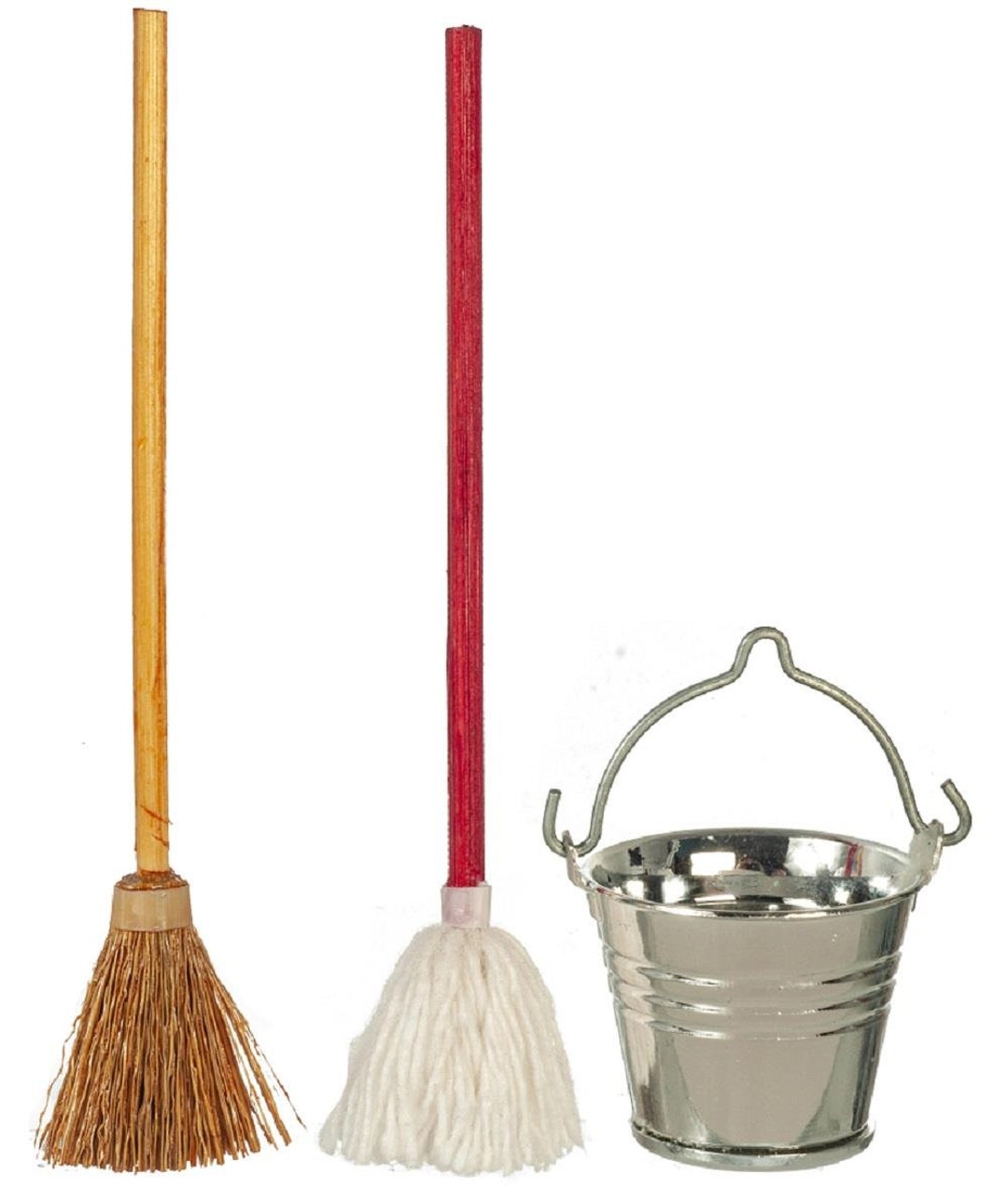 Dolls House Bucket Mop & Broom Miniature Kitchen Cleaning Accessory 1: ...