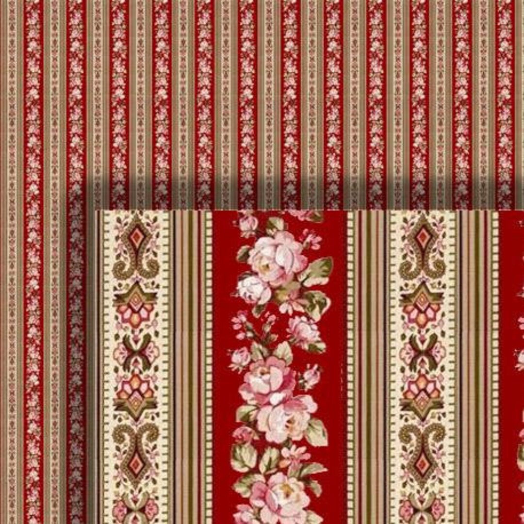 Dolls House Wallpaper Victorian Floral Stripe 1/2 Inch 1:24 Miniature ...