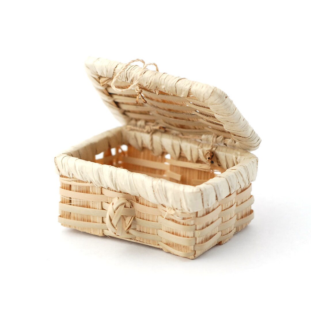Dolls House Large Wicker Linen Hamper Blanket Chest Ottoman Bedroom ...