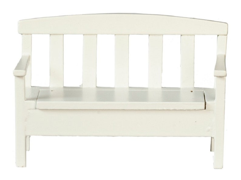 Dolls House White Bench With Storage Seat Miniature Garden Patio ...