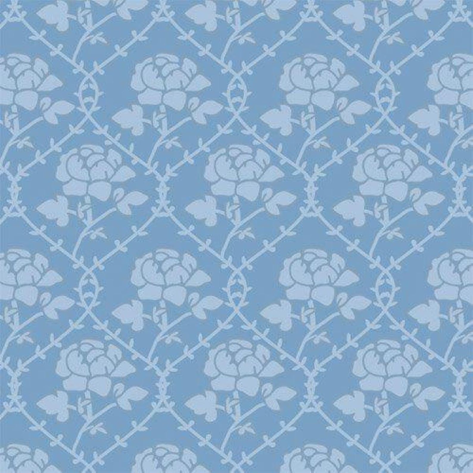 Dolls House Emporium Wallpaper Blue Rose Pattern Miniature Print 1:12 ...