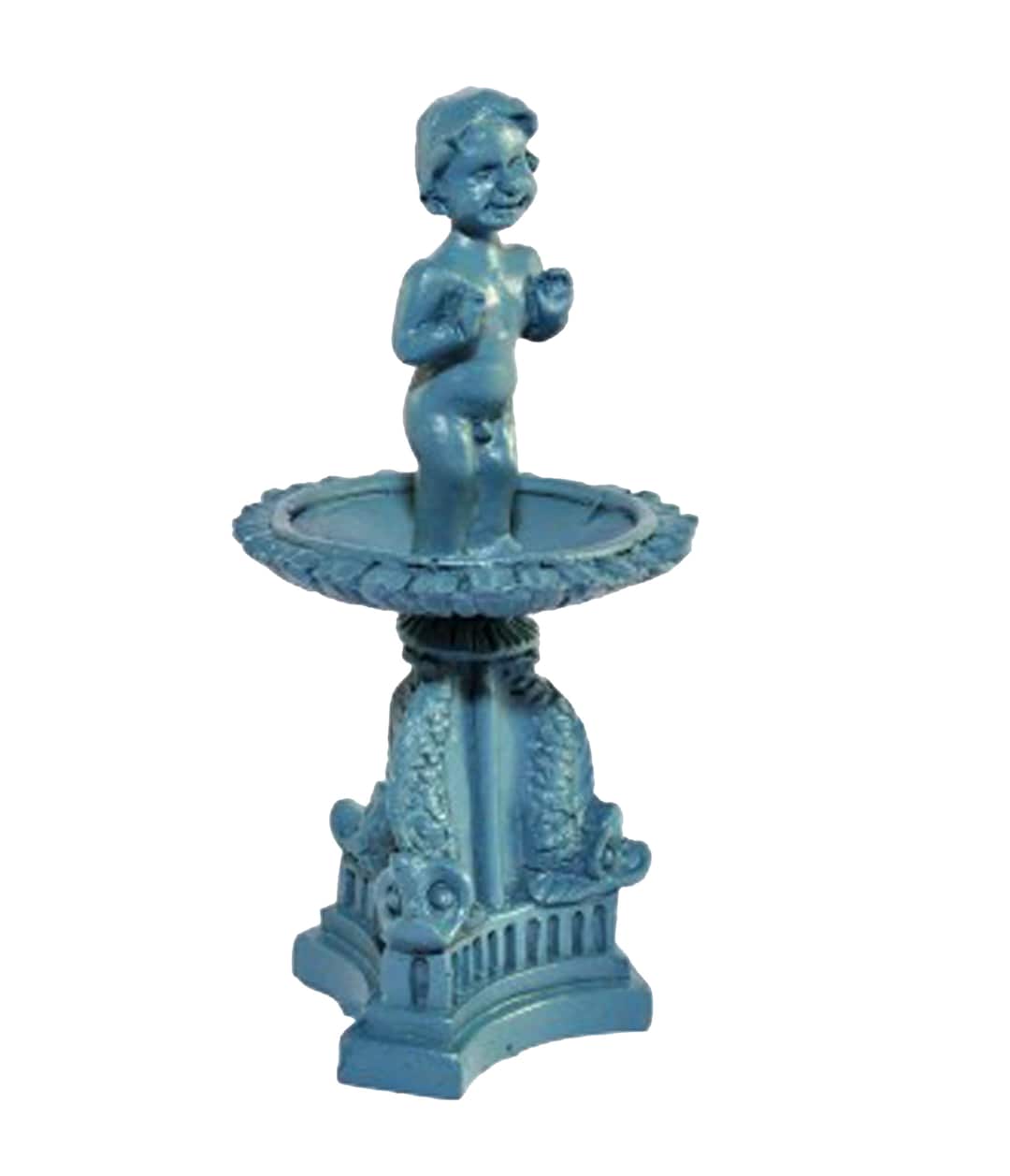 Dolls House Blue Cherub Fountain Miniature Decorative Garden Accessory ...