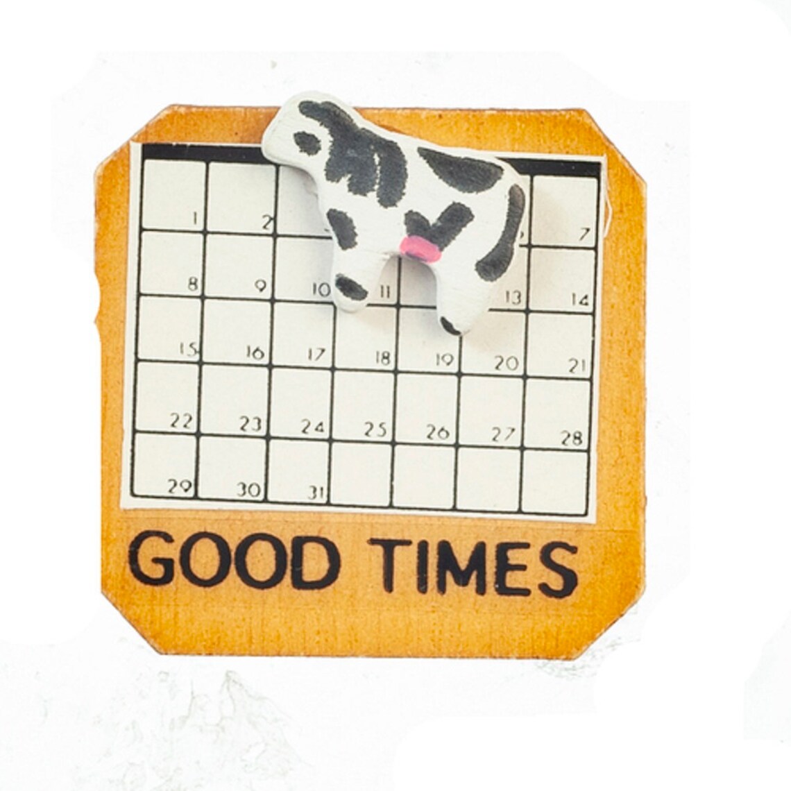 Dolls House Wooden Cow Wall Calendar Miniature Kitchen Study Office ...