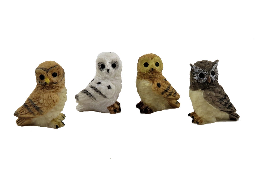 Dolls House Set of 4 Owls Miniature Birds Garden Accessory - Etsy