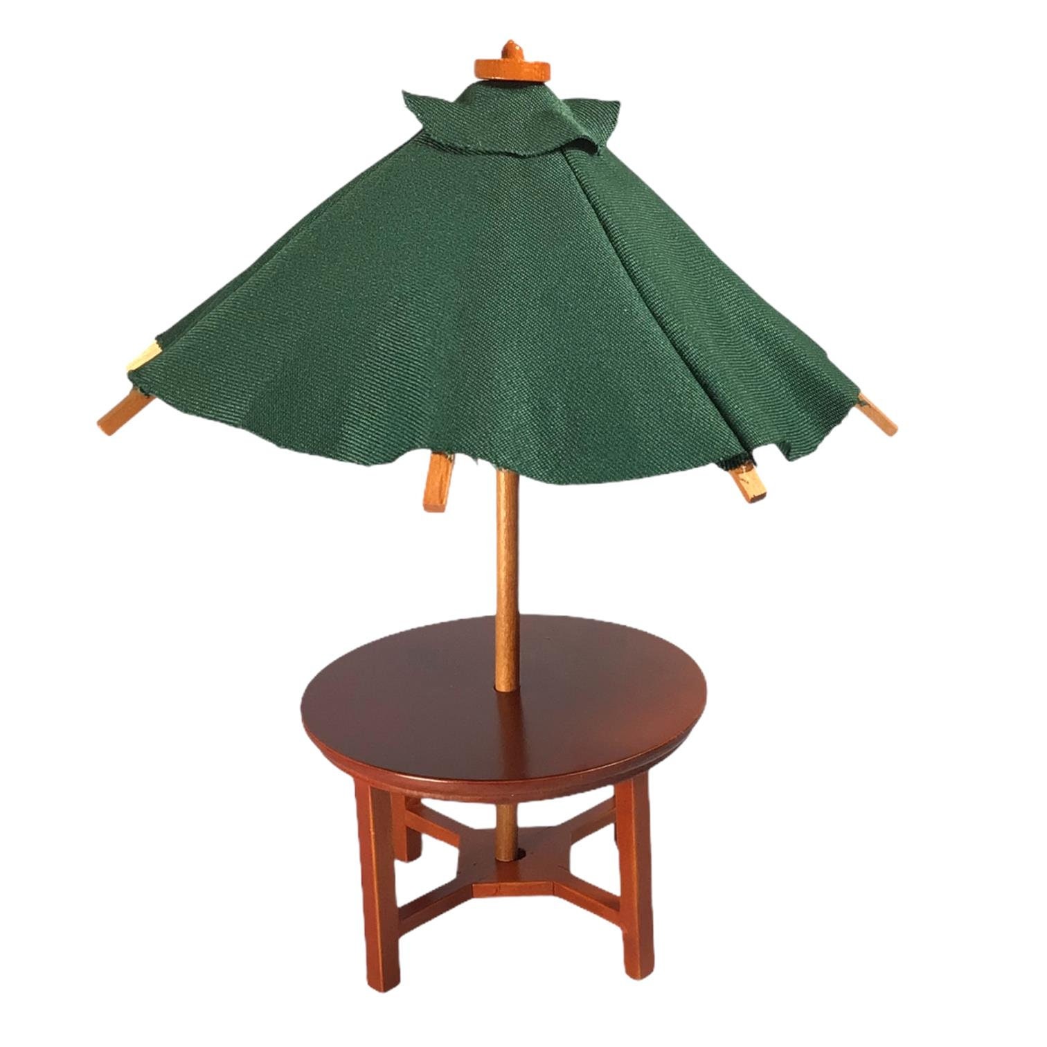 Dolls House Garden Table With Green Parasol Umbrella Reutter Miniature ...