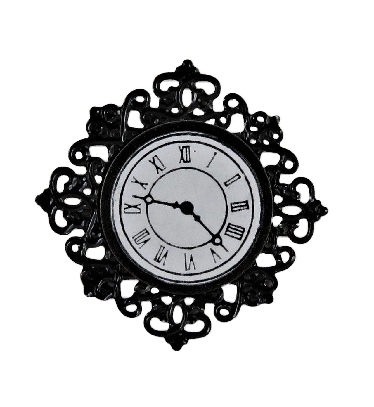 Dolls House Black Filigree Wall Clock Miniature 1:12 Ornament Accessory ...