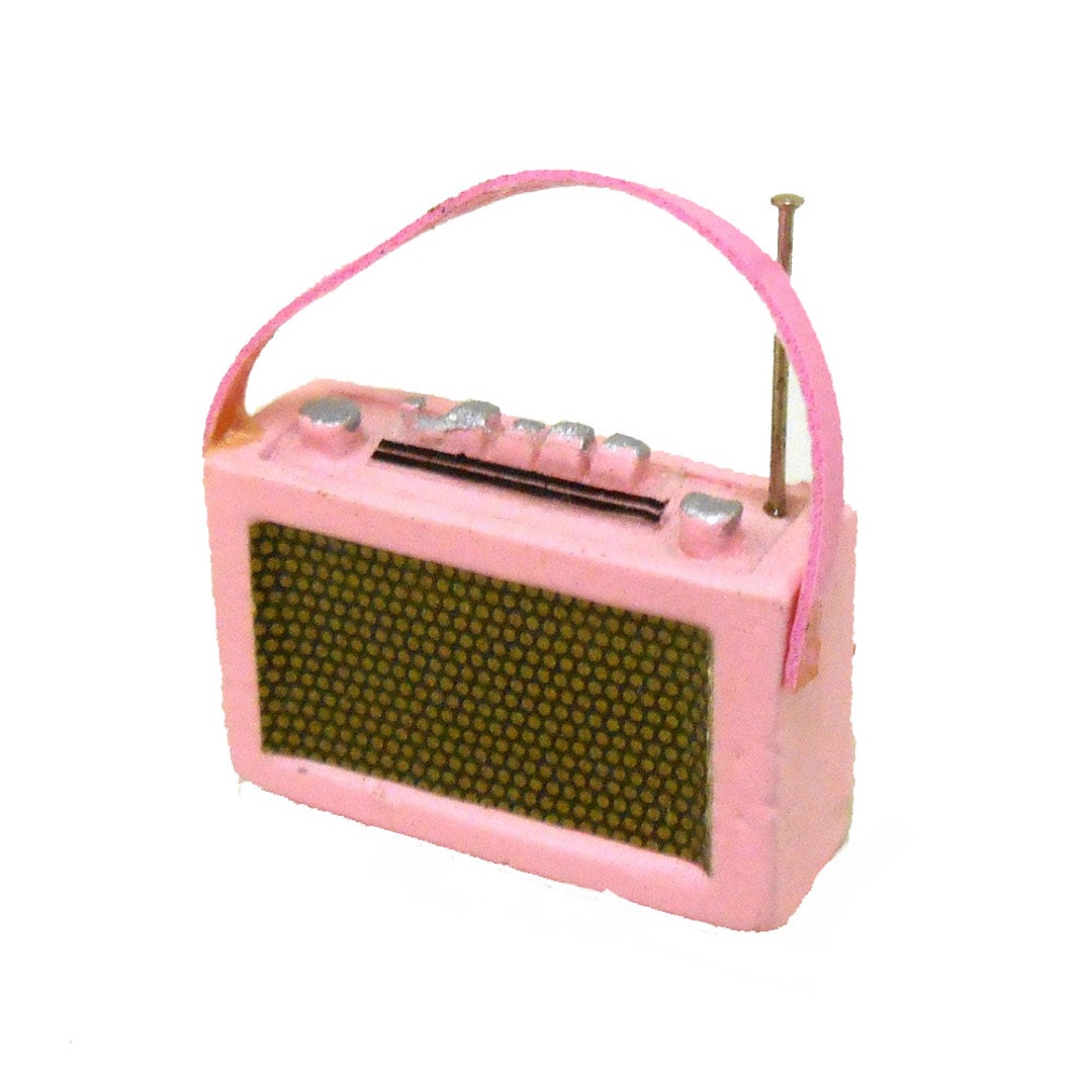 Dolls House Miniature 1:12 Scale Accessory 1960's Pink Transistor Radio ...