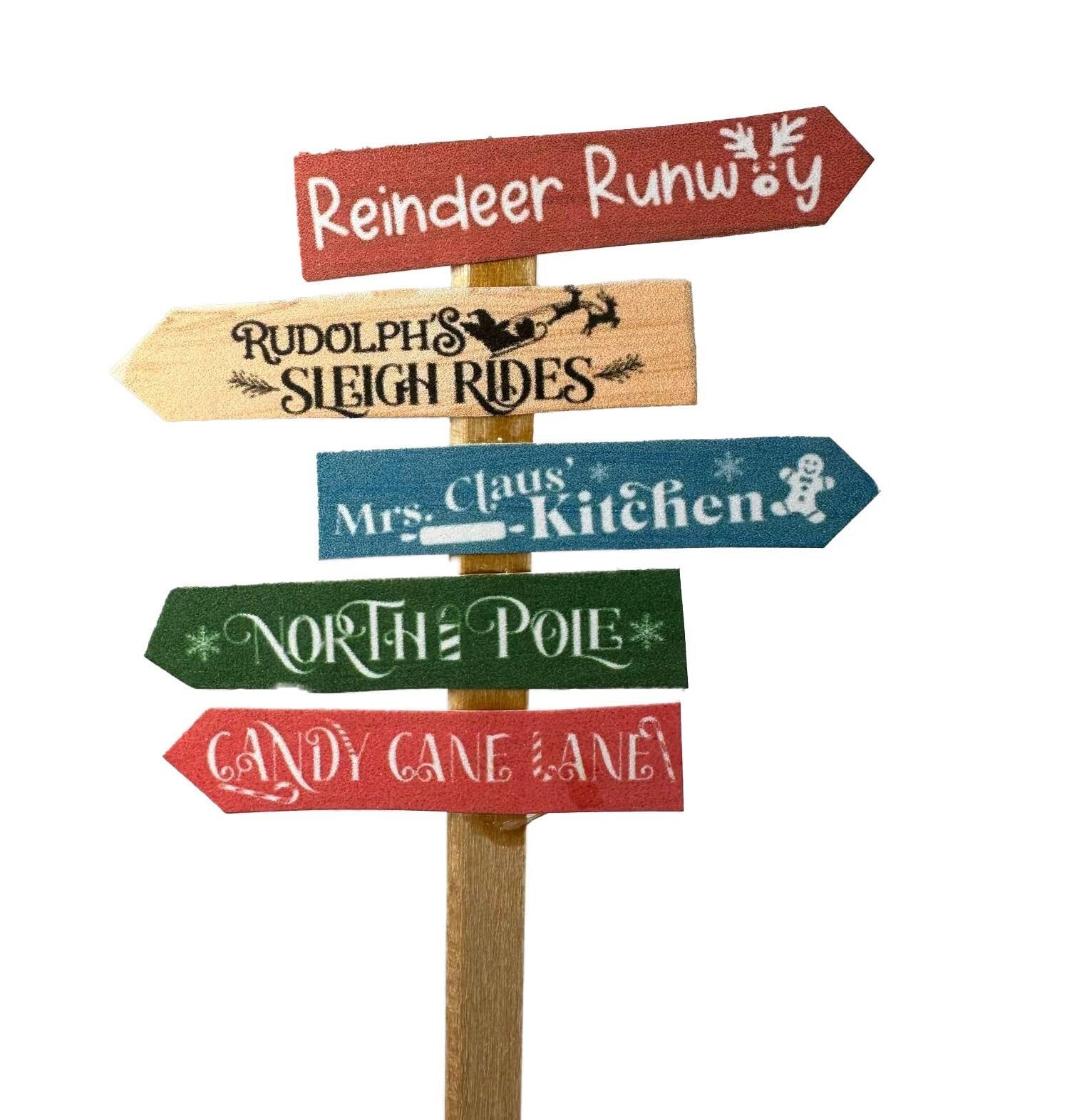 Dolls House North Pole Elf Village Direction Post Porch Christmas Sign ...