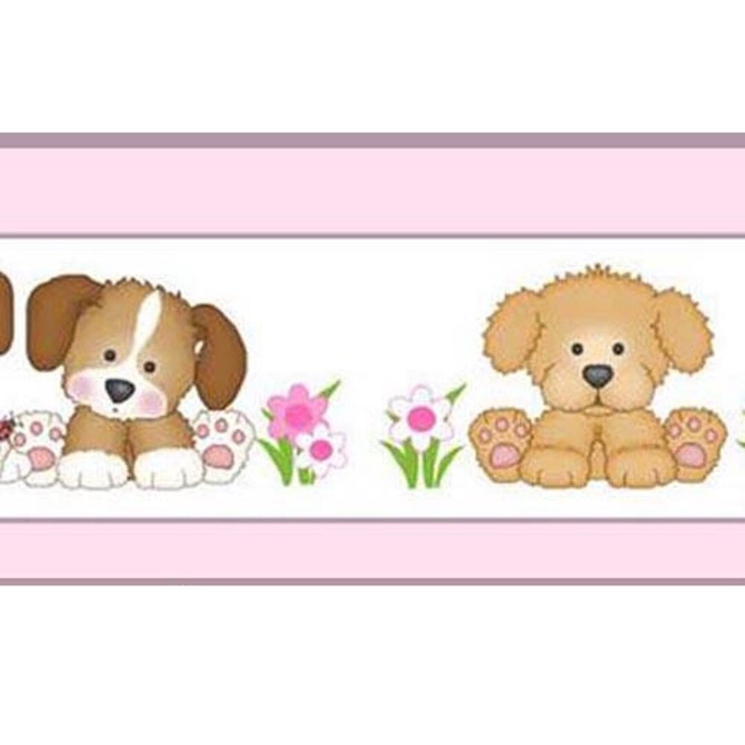 Dolls House Nursery Wallpaper Border Puppies Pink 1:24 1/2in Miniature ...
