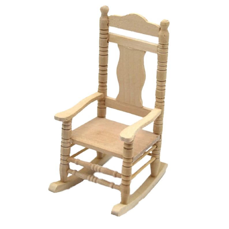 Dolls House Bare Wood Rocking Chair Unfinished Rocker Miniature ...