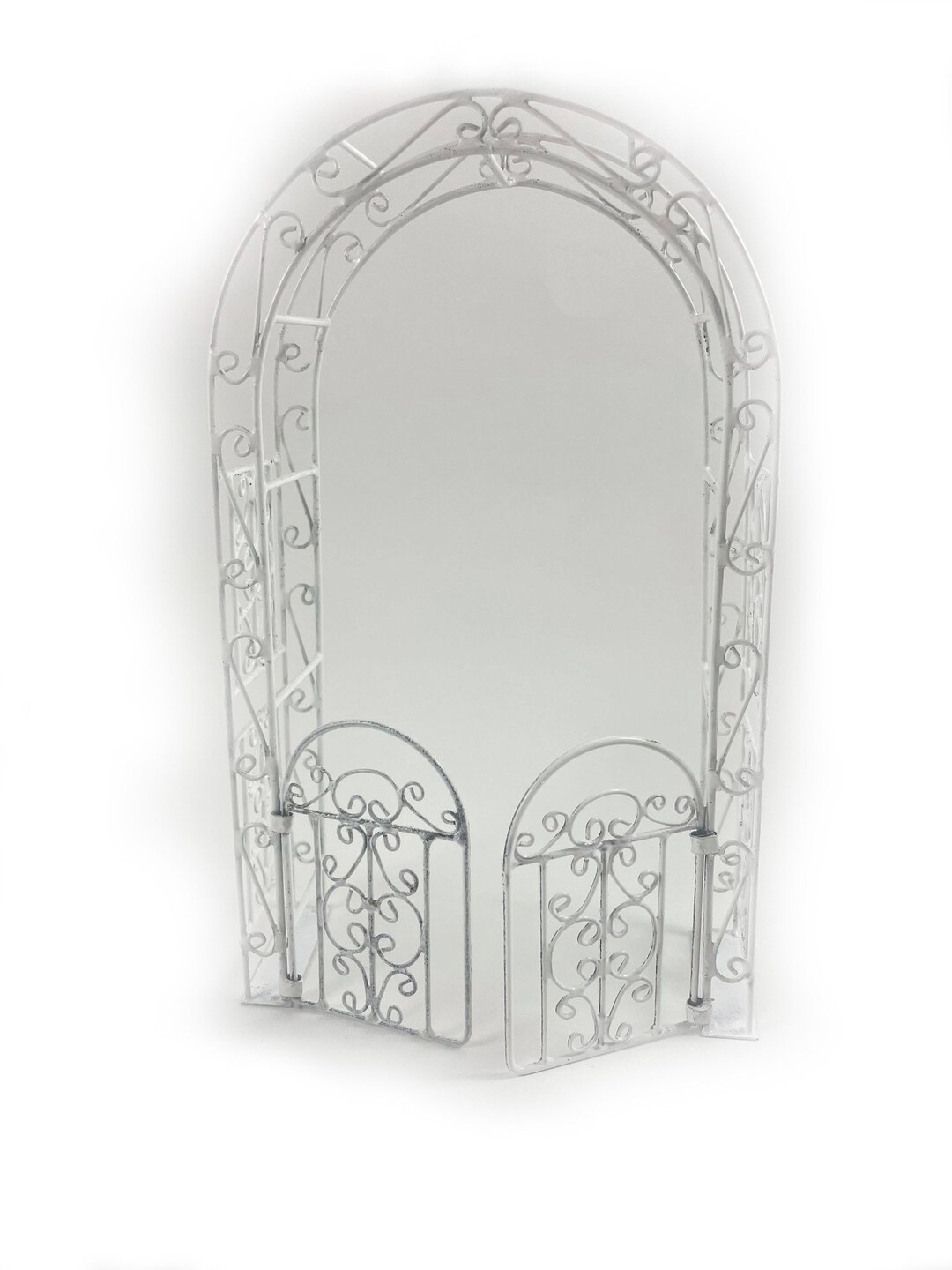 Dolls House White Wire Wrought Iron Arbour Arch With Gates 1:12 Garden ...