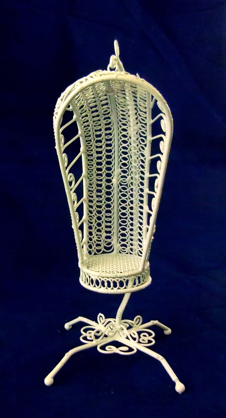 Dolls House Hanging Basket Chair Miniature White Wire Wrought | Etsy