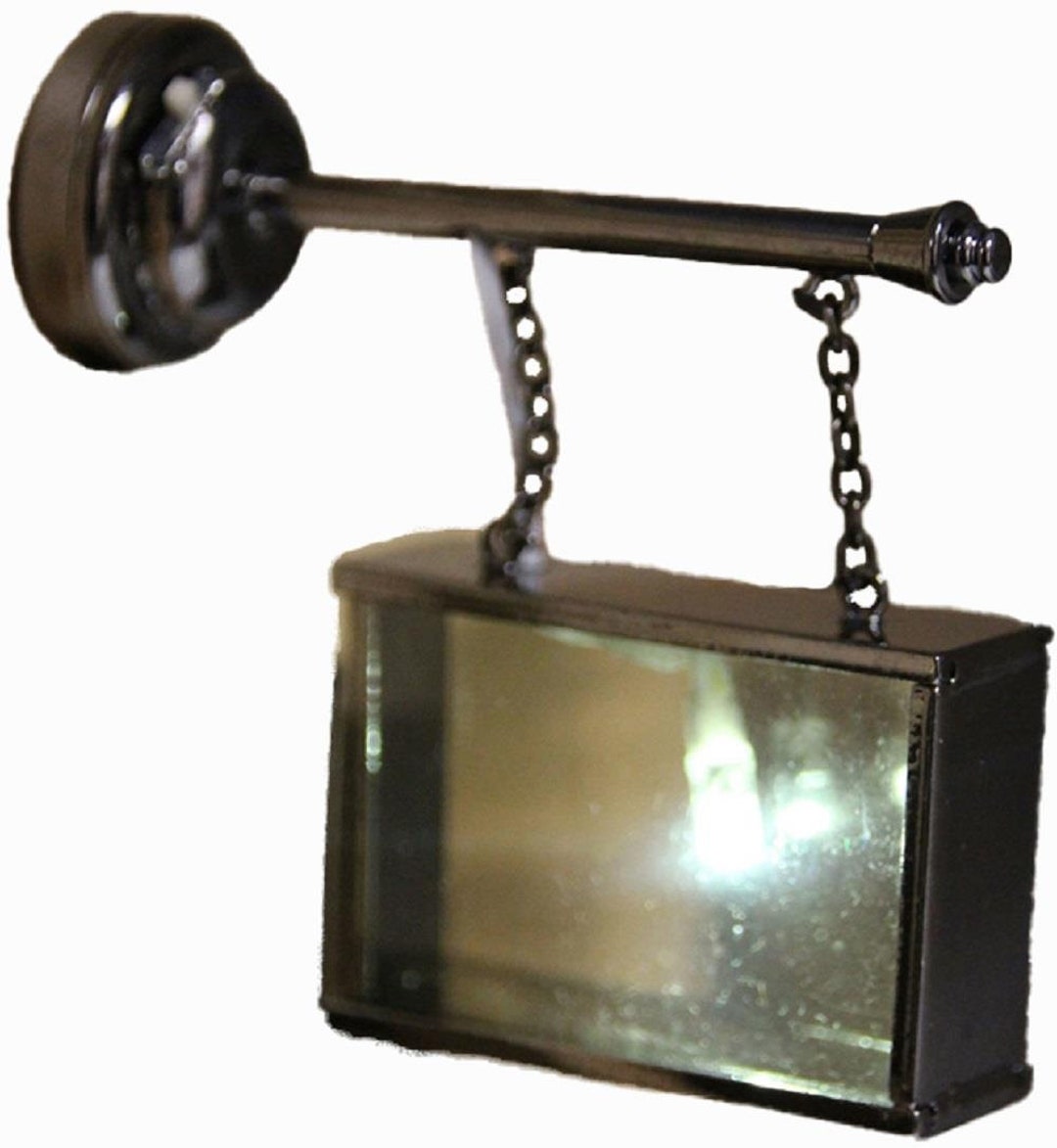 Dolls House Light up Hanging Sign Shop Store Bar Chrome LED Battery ...