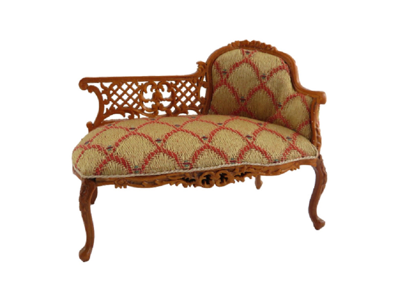 Dolls House French Victorian Rococo Chaise Longue Walnut JBM Miniature ...