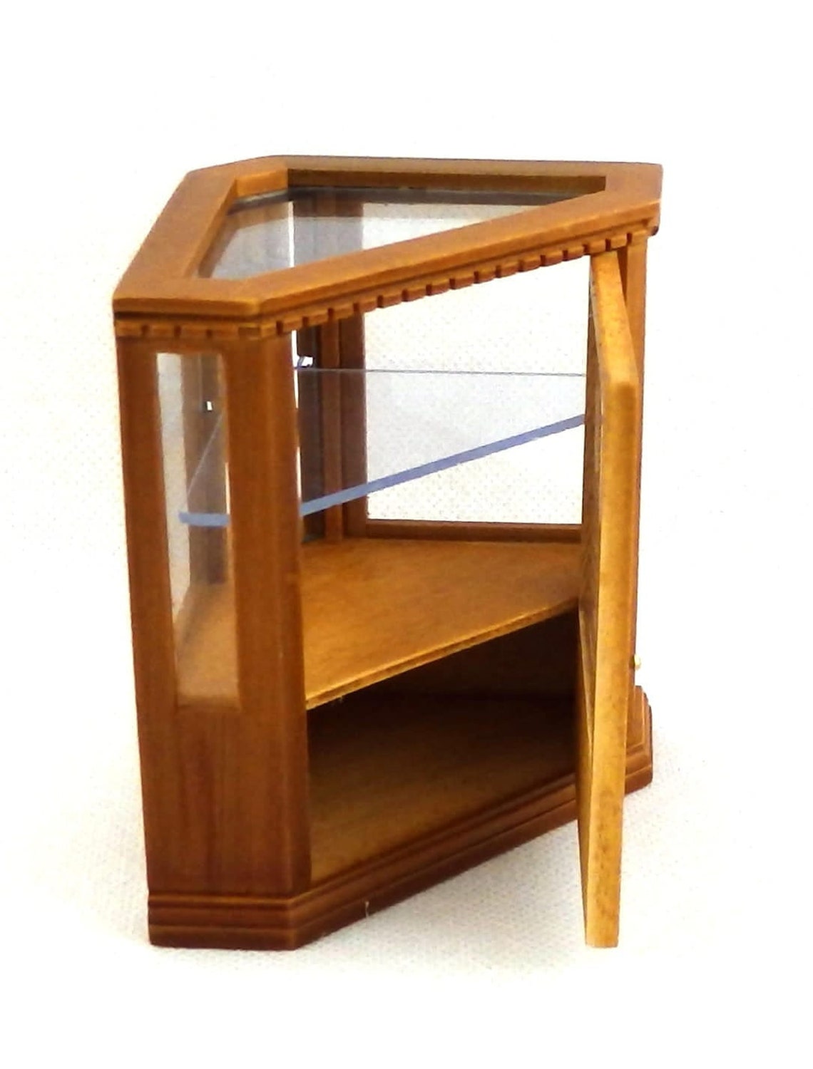 Dolls House Walnut Corner Display Counter Shop Fitting Miniature Store ...