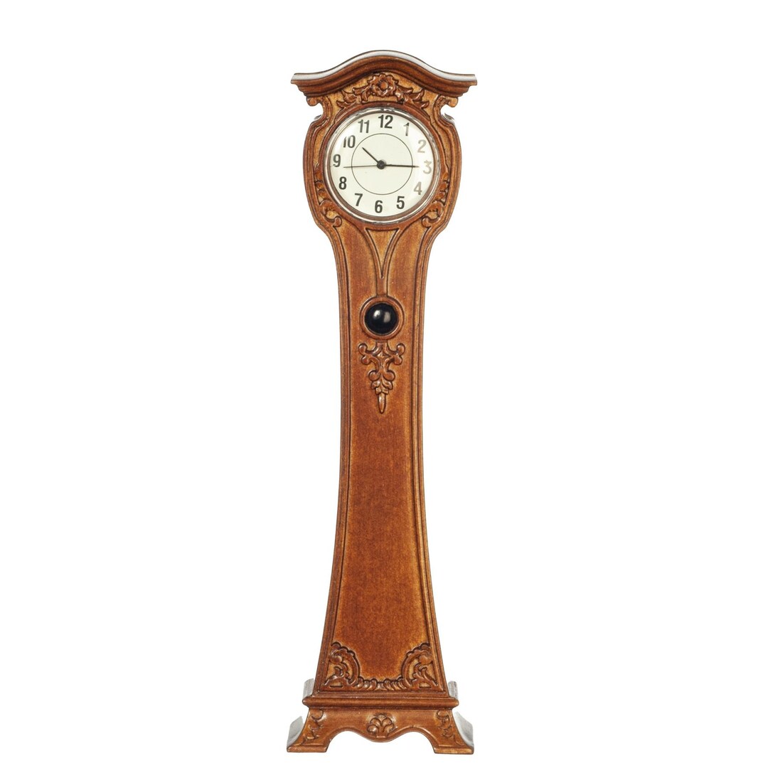 Dolls House Grandfather Clock Longcase Swan Neck Walnut JBM Miniature ...
