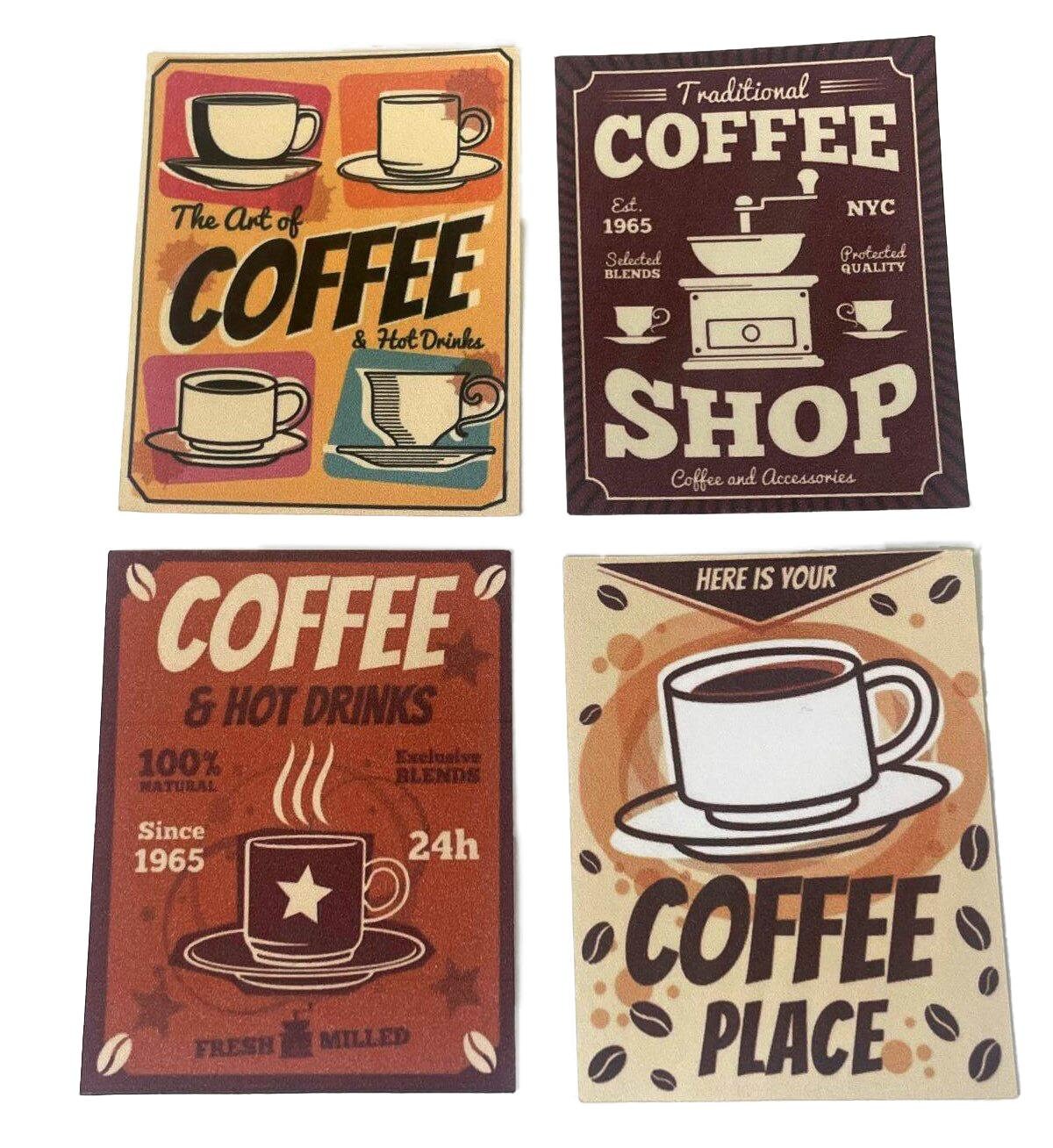 Dolls House Set of 4 Coffee Shop Posters Miniature Café Diner Accessory ...