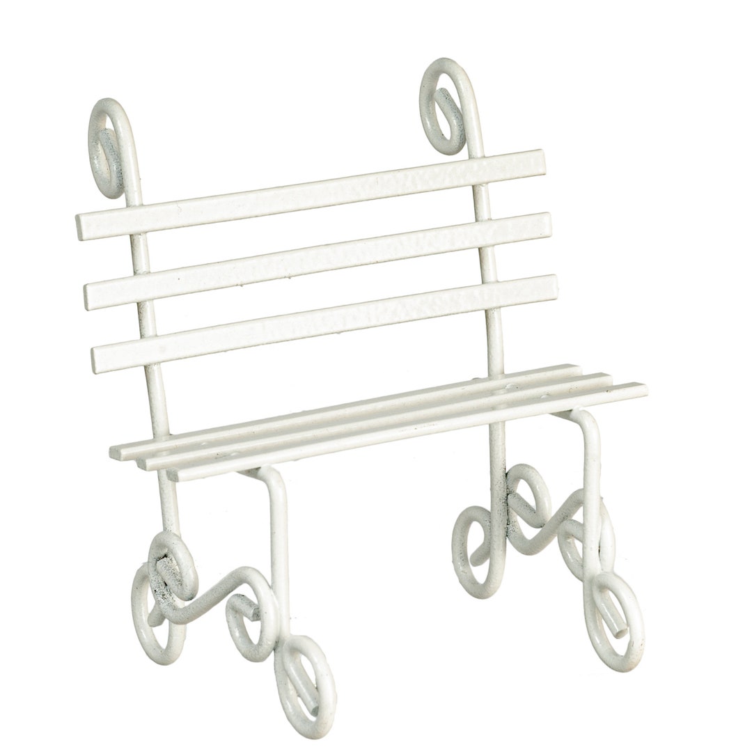 Dolls House White Slatted Garden Bench Miniature Outdoor Park Furniture ...