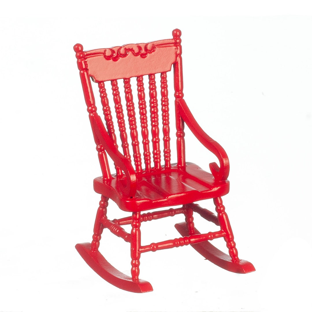 Dolls House Red Wooden Rocking Chair Rocker Miniature 1:12 Scale ...