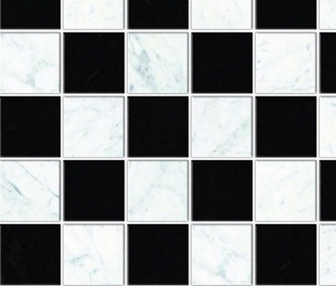 Dolls House Black & White Floor Tiles Miniature 1:12 Flooring Gloss ...