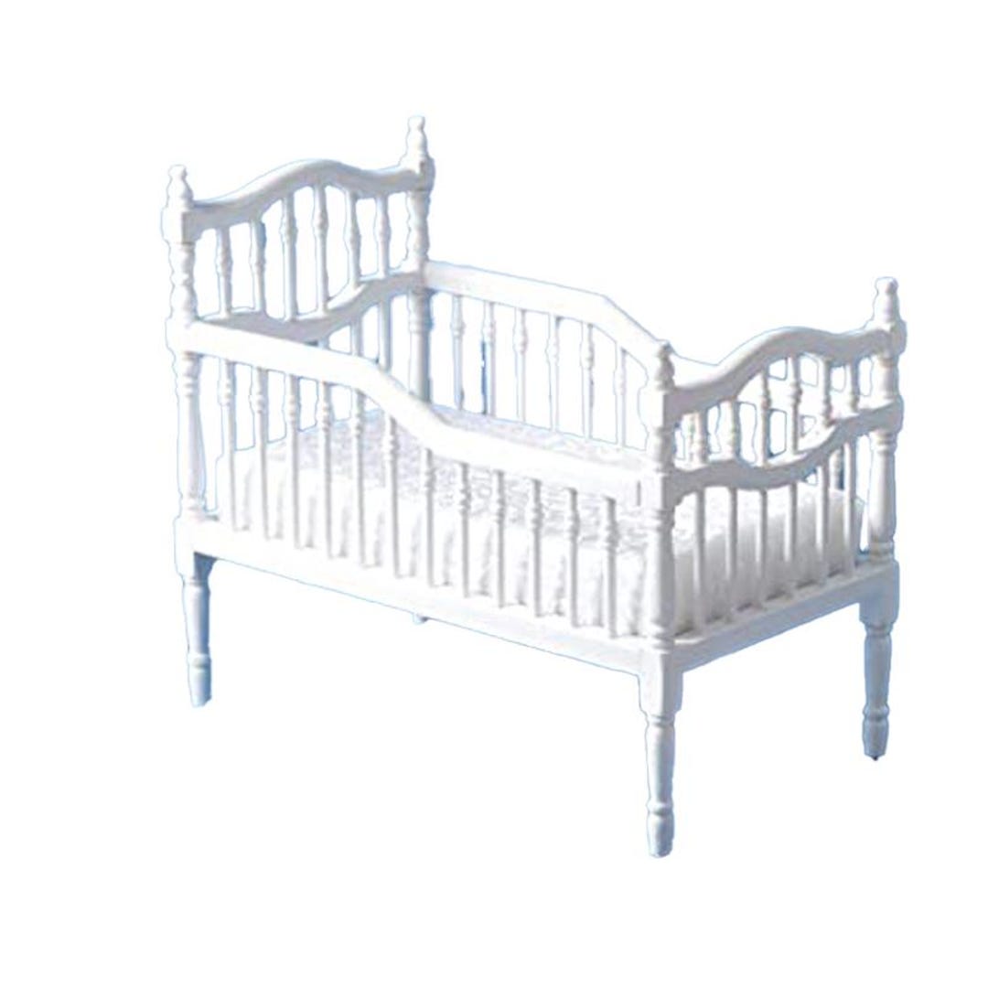 Dolls House White Victorian Baby Crib Miniature Nursery Furniture 1:12 ...