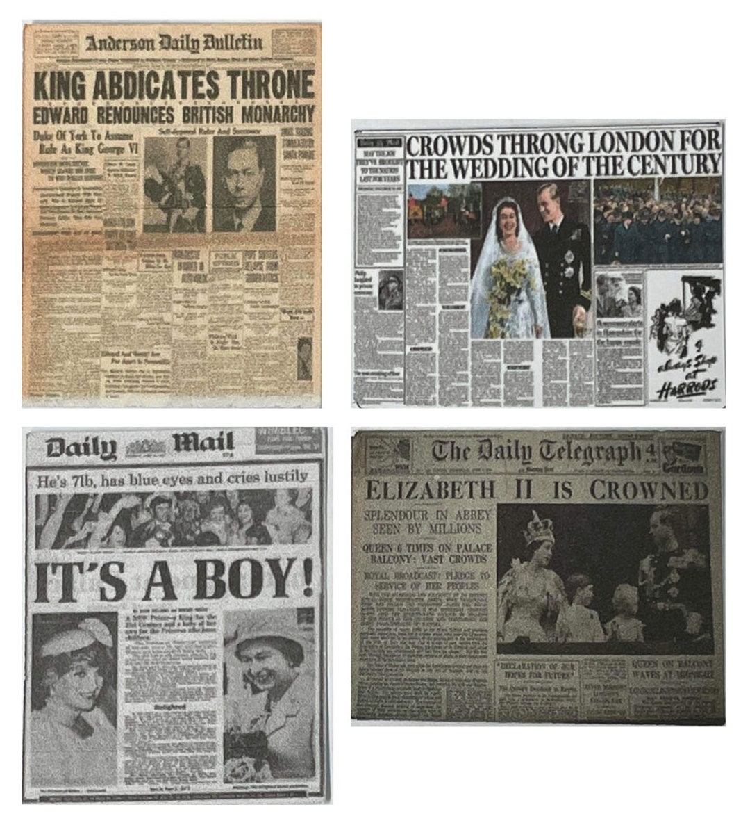 Dolls House Queen Elizabeth II Royal Family Headline Newspaper - Etsy