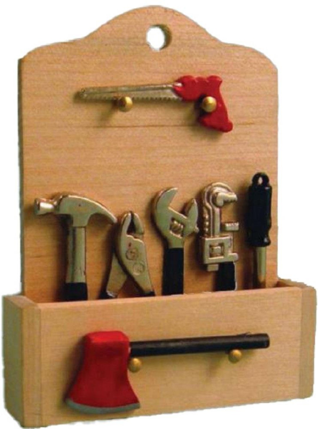Dolls House Wooden Hanging Tool Set Bare Wood Miniature Garden Shed ...