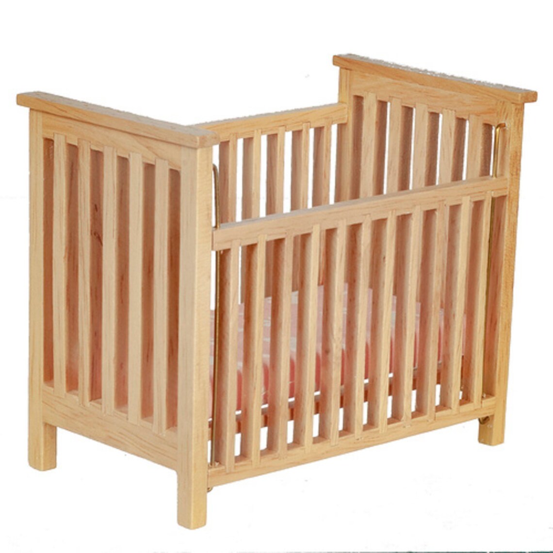 Dolls House Light Oak Slatted Cot Crib Miniature 1:12 Nursery Baby ...
